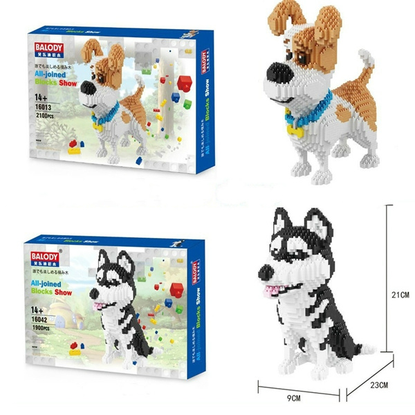 Small Blocks Cute Husky Model Plastic Building Bricks Dog Educational ...