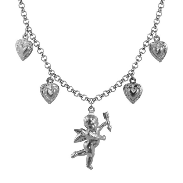 Girl Stylish Cupid Heart Shaped Pendant Necklace/bracelet Angel Love ...