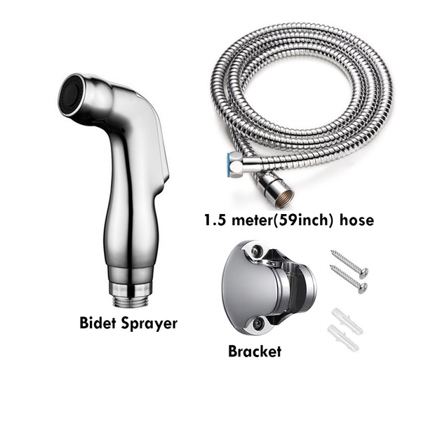 Bathroom Toilet Muslim Shattaf Chrome Bidet Sprayer set Stainless Steel ...