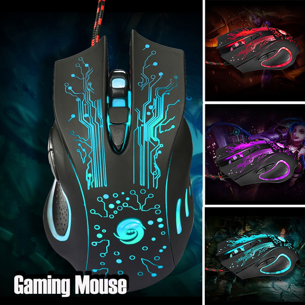 A885 5500DPI 6-Button LED USB Optical Wired Gaming Mouse for Pro Gamer ...
