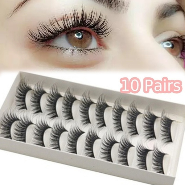 10-Pairs Professional Eye Lashes False Eyelashes Natural Makeup ...