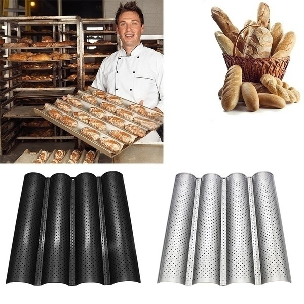 2/3/4 Groove Non Stick Carbon Steel Wave French Bread Baking Tray For ...