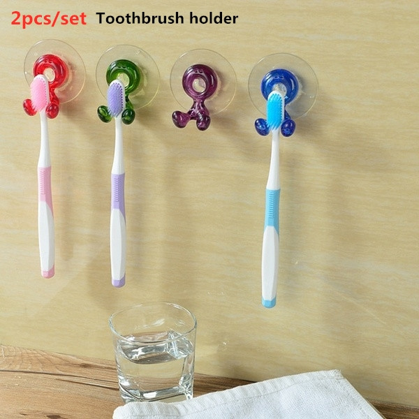 2 Pcs/set Creative Multi-function Sucker Type Cute Toothbrush Holder ...
