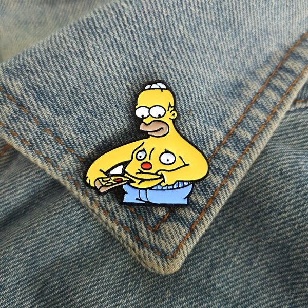 The Simpsons Pins Meme Fat Paunchy Homer Jay Belly Eat Pizza TV Show ...
