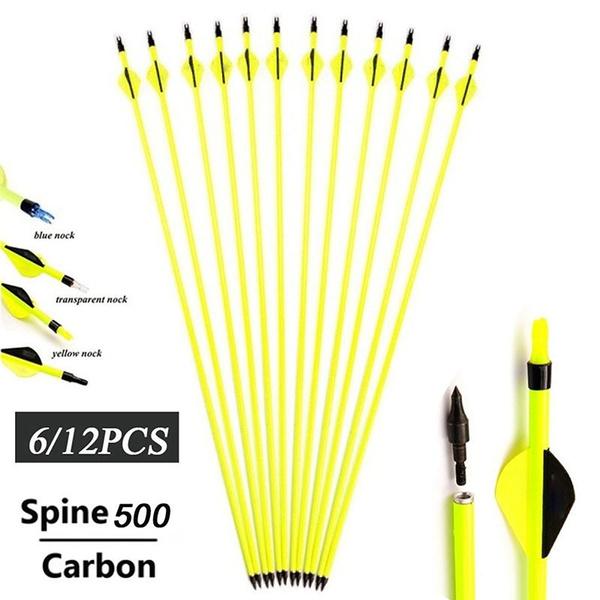 6PCS/12PCS 30inch Yellow Carbon Arrows Archery Arrow Fletching for ...