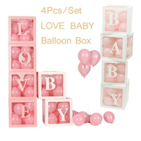 4pcs/set DIY Transparent Box Latex Balloon BABY LOVE Blocks for Boy ...