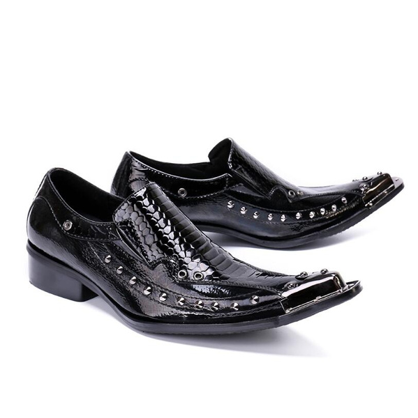 Pointed Fashion Casual Men's Leather Shoes Trend Patent Leather Snake ...