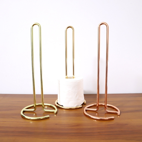 Golden Wrought Iron Kitchen Tissue Roll Holder Paper Towel Stand ...