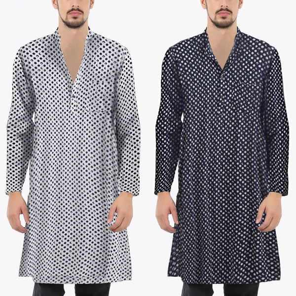 2 Colors Men African Dashiki Tribal Robes Hippy National T-shirt Kaftan ...