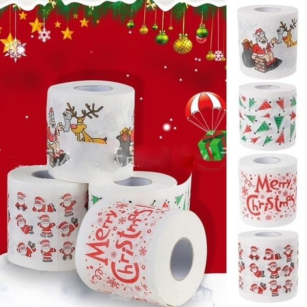 4 Types Home Santa Claus Bath Toilet Roll Paper Christmas Supplies Xmas ...