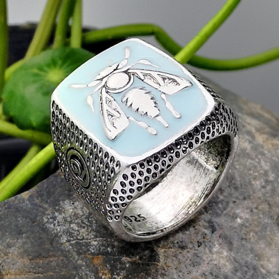 Business Men's Fashion Luxury Bee Natural Blue Gemstone Ring Wedding ...