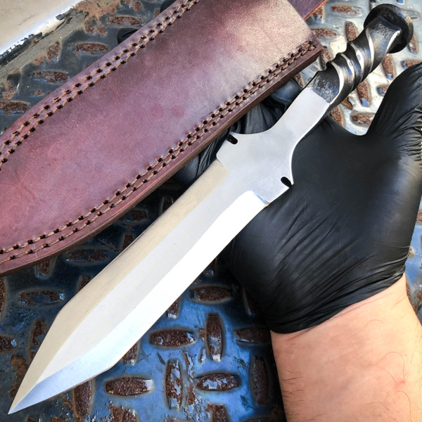 USA SELLER FAST SHIPPING Custom Hand Forged Railroad Spike Carbon Steel Hunting Knife Fixed ...