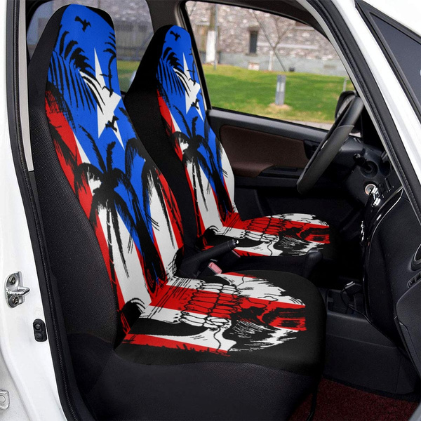 Puerto Rico Skull Front Car Seat Covers Set Vehicle Seat Protector Car ...