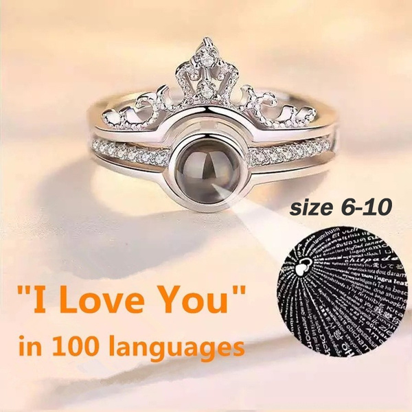 \I Love You\ In 100 Languages Ring 925 Silver Plated Micro-engraving ...