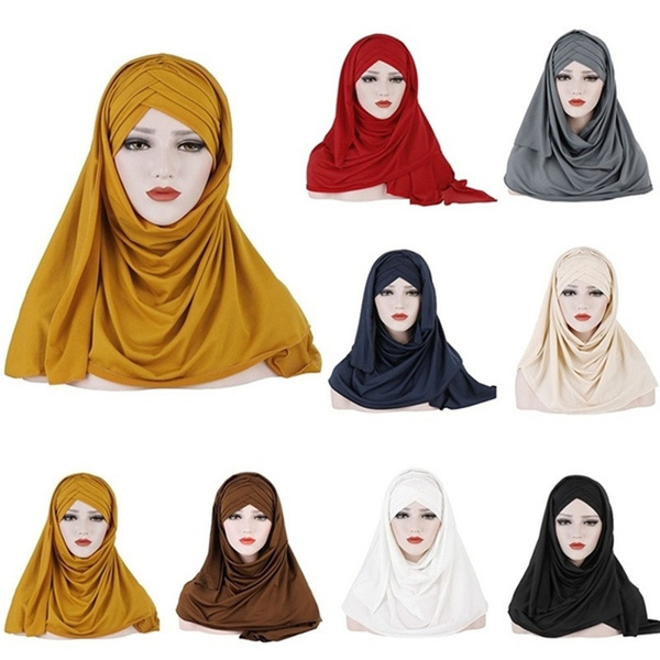 Muslim Women Under Scarf Islamic Neck Cover Cotton Hats Solid Color ...