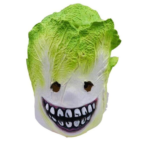 Funny Fruit Vegetable Cartoon Face Head Mask Cabbage Monster Latex Mask ...