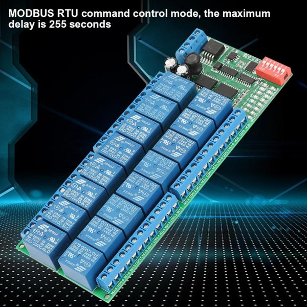 DC 12V 16 Channel MODBUS RTU RS485 Relay Module Board PLC Controller ...