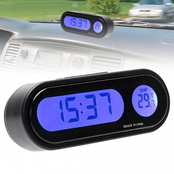 12V LCD Digital LED Car Electronic Time Clock Thermometer With ...