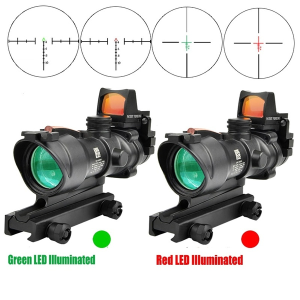 ACOG 4X32 Riflescopes Real Fiber Optics Green Red Dot Illuminated Fiber ...
