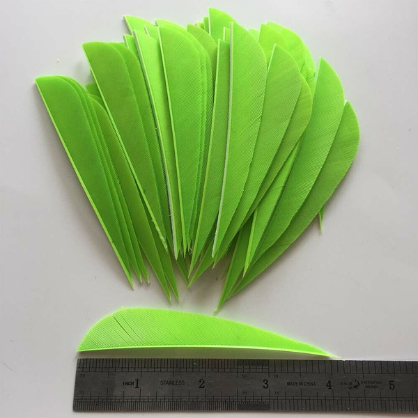 50PCS 4 inch Fluorescent Green Parabolic Archery Fletches Fletching ...