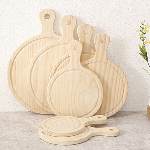 Round Circular Wooden Chopping Board Cutting Serving Pizza Solid Wood ...