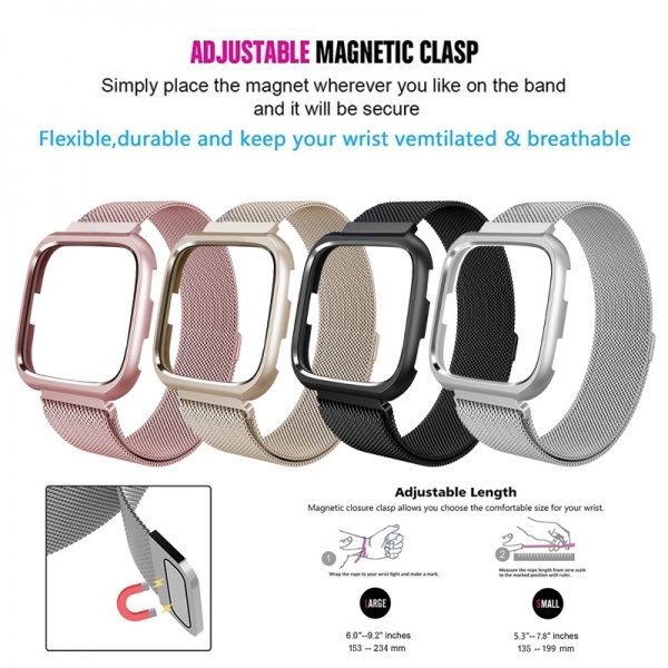 For Fitbit Versa Milanese Magnetic Stainless Steel Strap Watch Band w ... For Fitbit Versa Milanese Magnetic Stainless Steel Strap Watch Band w ...