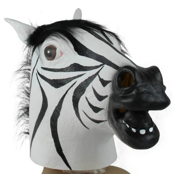 Halloween Zebra Latex Head Mask Realistic Cosplay Party Mask Masquerade ...