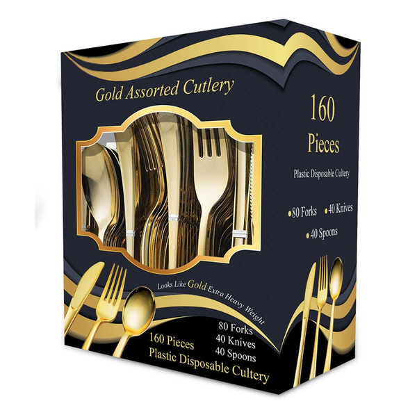 Heavyweight "reflection silverware" Disposable Plastic cutlery 160 ...