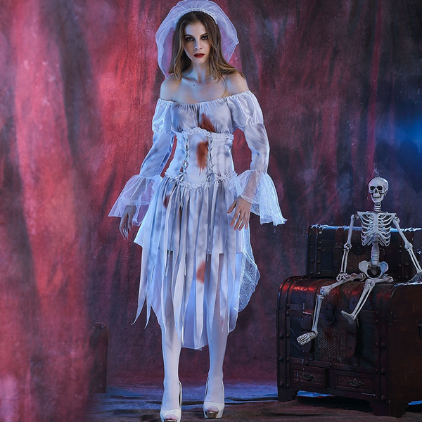 New Halloween Costume Ghost Bride Horror Role-playing Ghost Bride ...