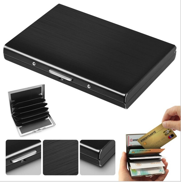 Titanium stainless steel card holder RFID credit card box black gold ...