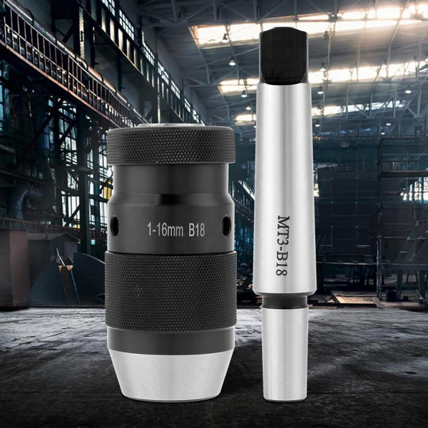 1-16mm Capacity 45# Steel Self Tighten Keyless Lathe Drill Chuck With MT3-B18 Taper Arbor | Wish