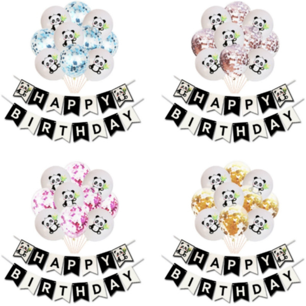 Happy Birthday Panda Banner Confetti Balloon Decoration Set Birthday ...