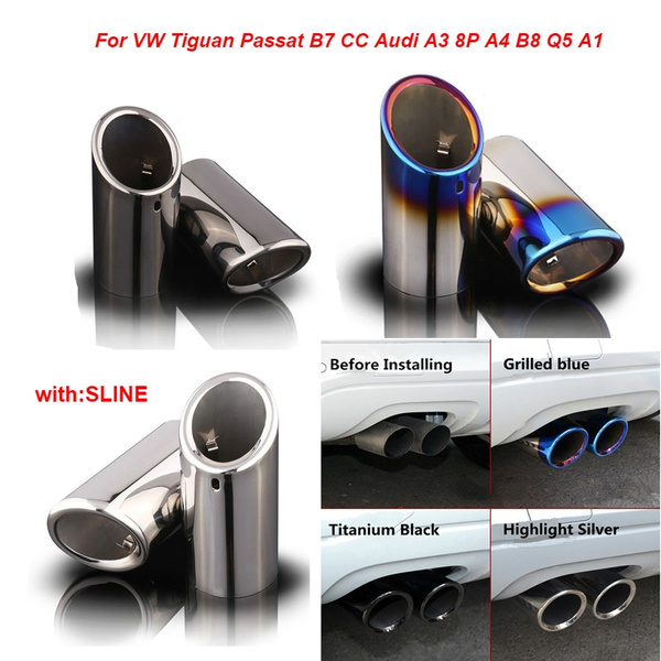 2pcs Auto Car Muffler Covers For VW Tiguan Passat B7 CC Audi A3 8P A4 ...