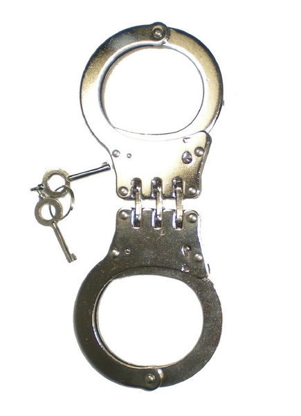 HINGED STEEL Handcuffs POLICE HEAVY DUTY Hinge Hand Cuffs Double ...