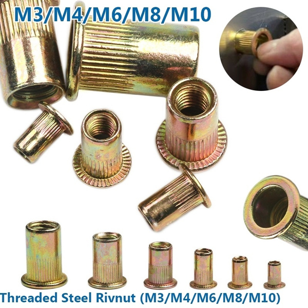 20PCS Carbon steel Rivet Nuts M3 M4 M6 M8 M10 Flat Head Rivet Nuts Set ...