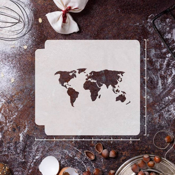 World Map Stencil Template - Reusable Stencil for Baking/Journal ...