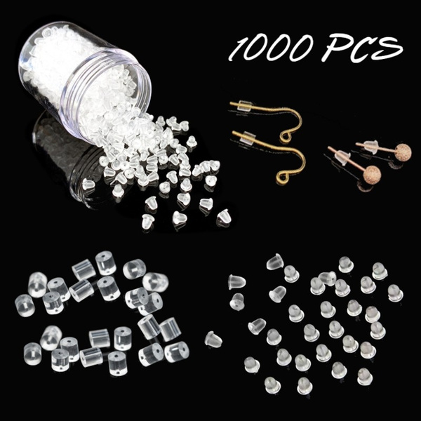 1000 Pcs Anti-lost Soft Silicone Earring Backs Stopper Rubber Ear Post ...