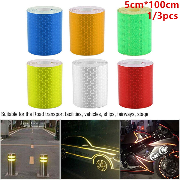 1/3 Pcs 1m*5cm Car Truck Reflective Self-adhesive Safety Warning Tape ...