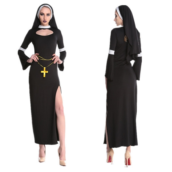 Adult Halloween Costumes The Virgin Mary Nun Costume Black Sexy ...
