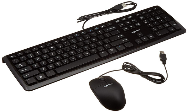 AmazonBasics KU-0833+MSU0939-10 Wired Computer Keyboard and Wired Mouse ...