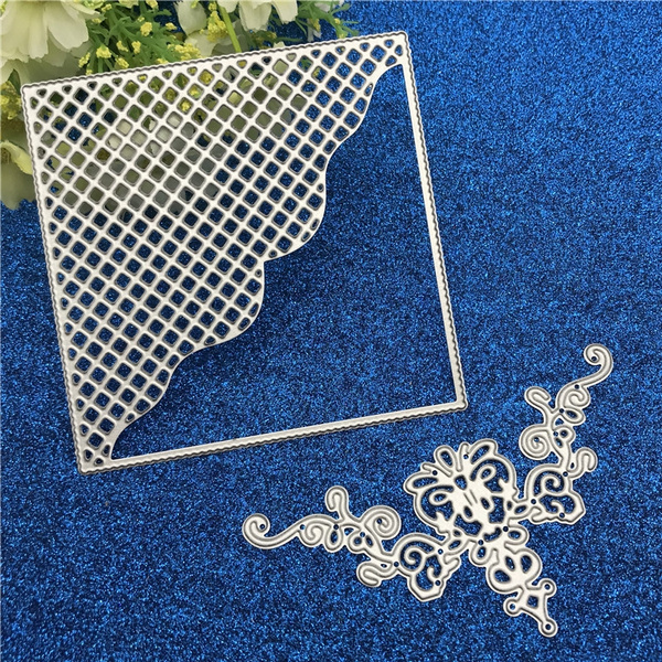 Metal Cutting Dies Grid Background Square Frame Stencils for DIY ...