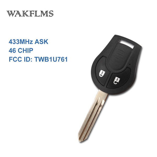 2 Buttons 433MHz ID46 Car Remote Key For Nissan Micra K13 Juke March ...