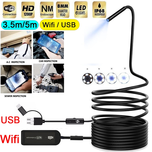 3.5/5m 1200P Wifi USB Endoscope Snake HD Camera Cable snake Tube ...