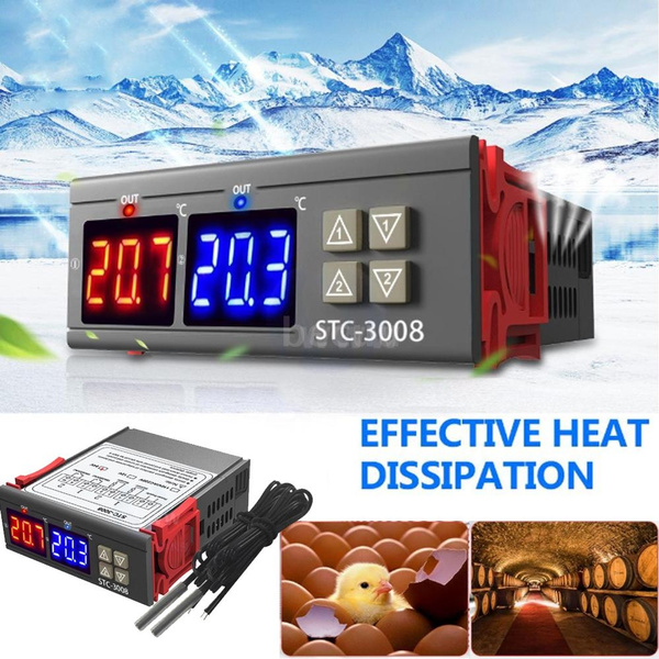 Dual Digital Display Thermostat Temperature Regulator Temperature Controller with Double NTC ...