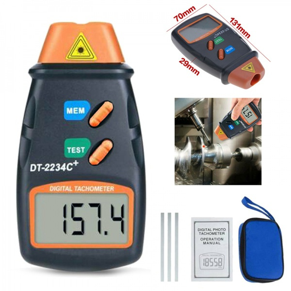 DT2234C Digital Laser Rev Counter Meter Non-contact Tachometer Rev ...