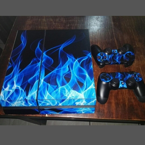 Blue Fire Vinyl Cover Decal PS4 Skin Stickers for PS4 Console and 2 ...