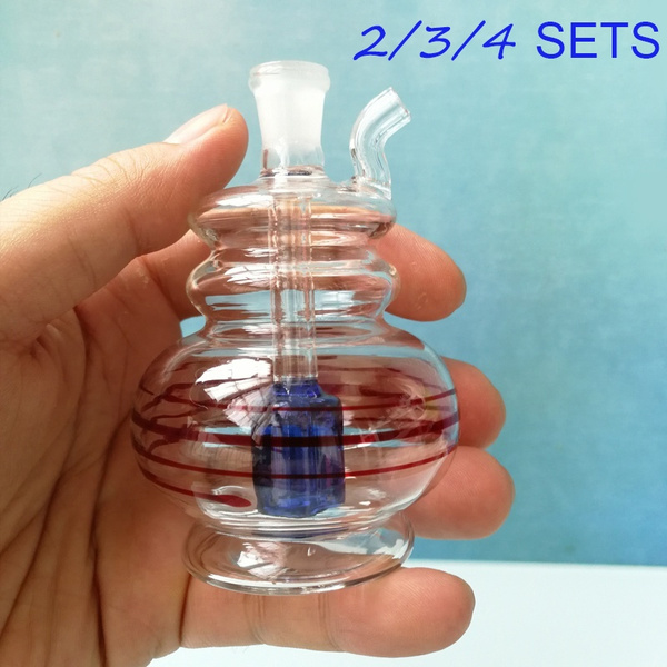 2/3/4 PCS Mini Glass Pipes Shisha Hookah with Smoking Pipe and Tobacco ...
