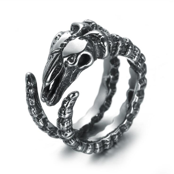 Men Stainless Steel Rings Satan Baphomet Goat Devil Demon Ring Vintage ...