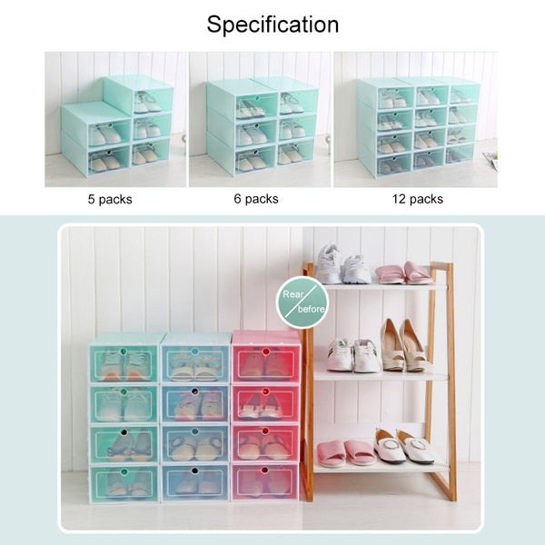 Clear Plastic Stackable Floding DIY Shoe Drawers Storage Container ...