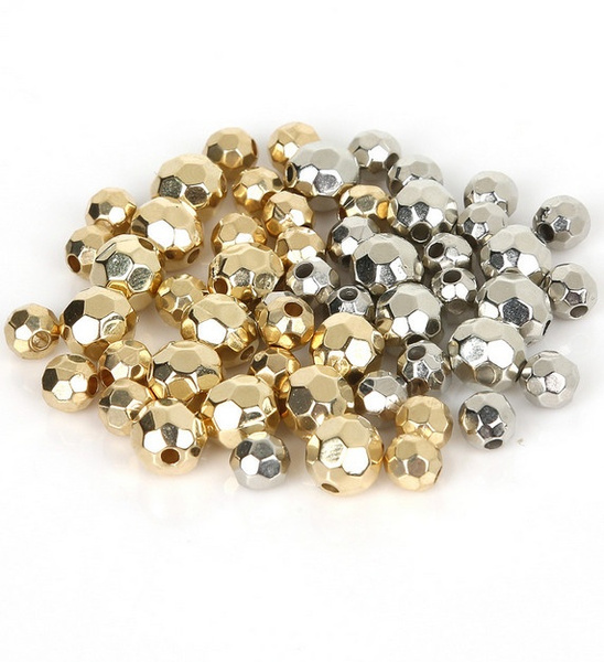 6mm 8mm Gold Silver Plated Color DIY Acrylic Beads Spacer Bead For ...